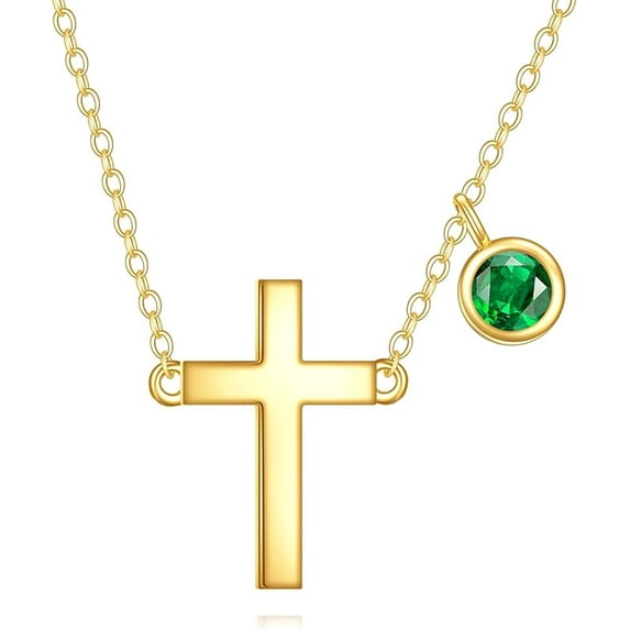 DOLIOX Cross Necklace for Women 10K/14K Gold Infinity/Peral/Gem Y ...