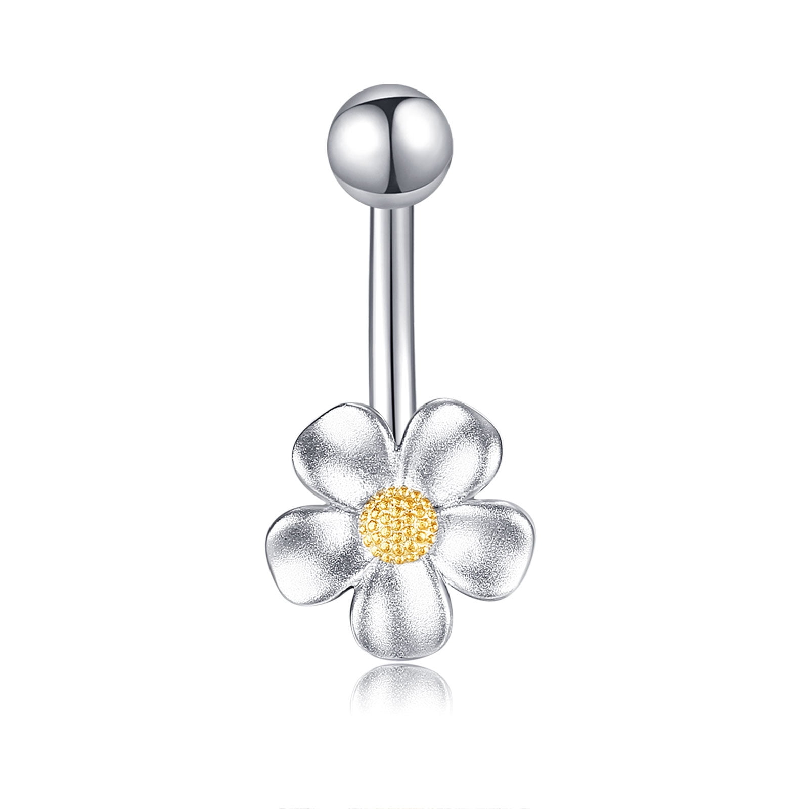 DOLIOX Daisy Belly Rings for Women 925 Sterling Silver Navel Rings ...