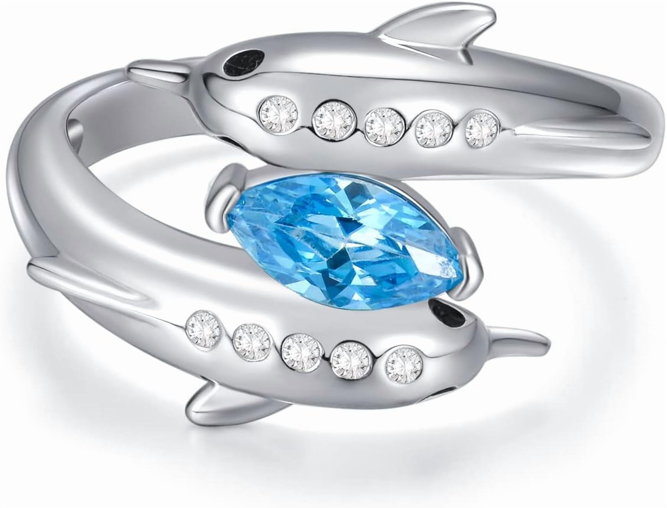 DOLIOX Dolphins Ring S925 Sterling Silver Lovely Double Dolphin Finger ...