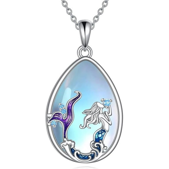 DOLIOX Moonstone Necklace 925 Sterling Silver Fox/Axolotl/Cat/Raccoon ...