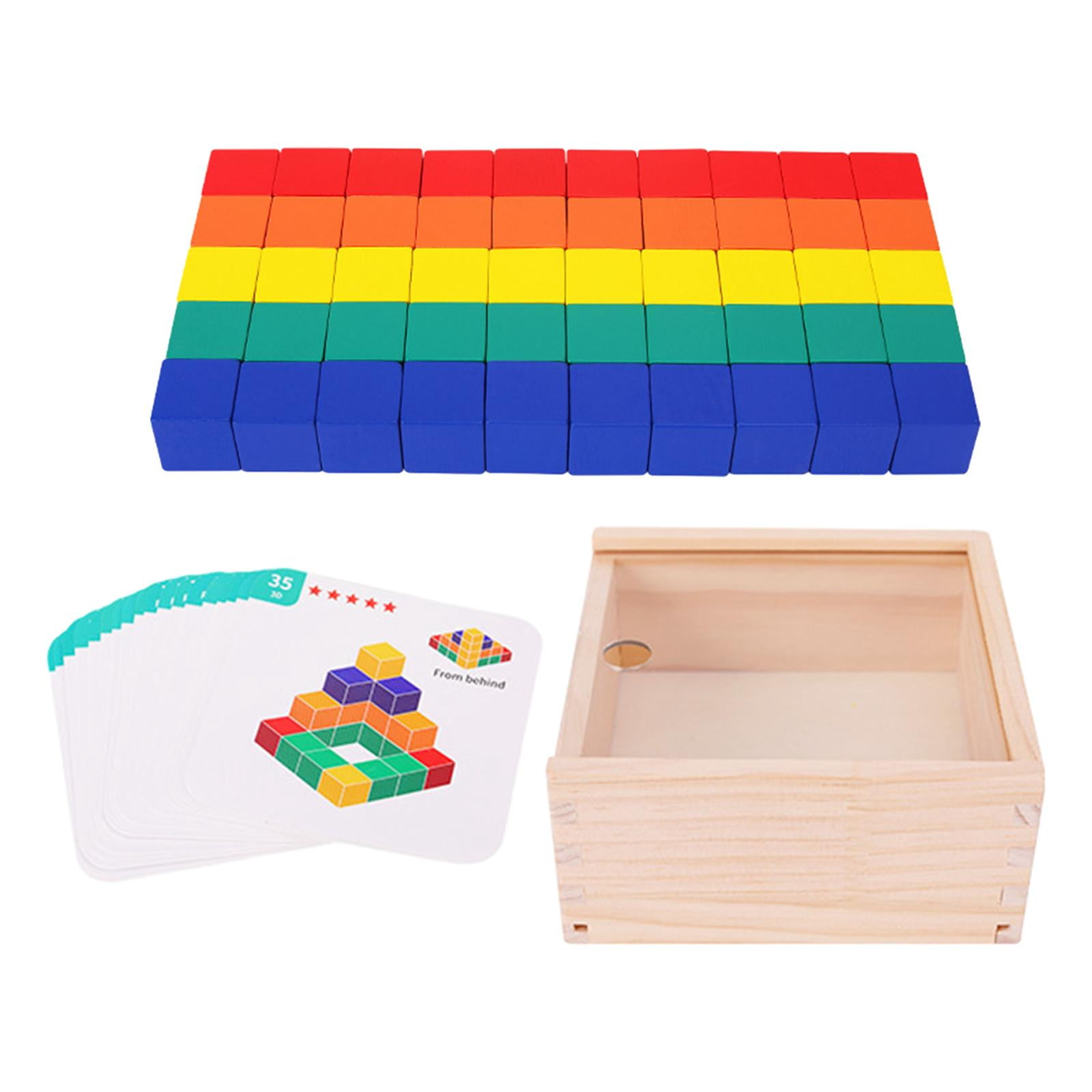 DOLITY Coloured Wood Blocks Wooden Building Blocks Stacking Game for ...