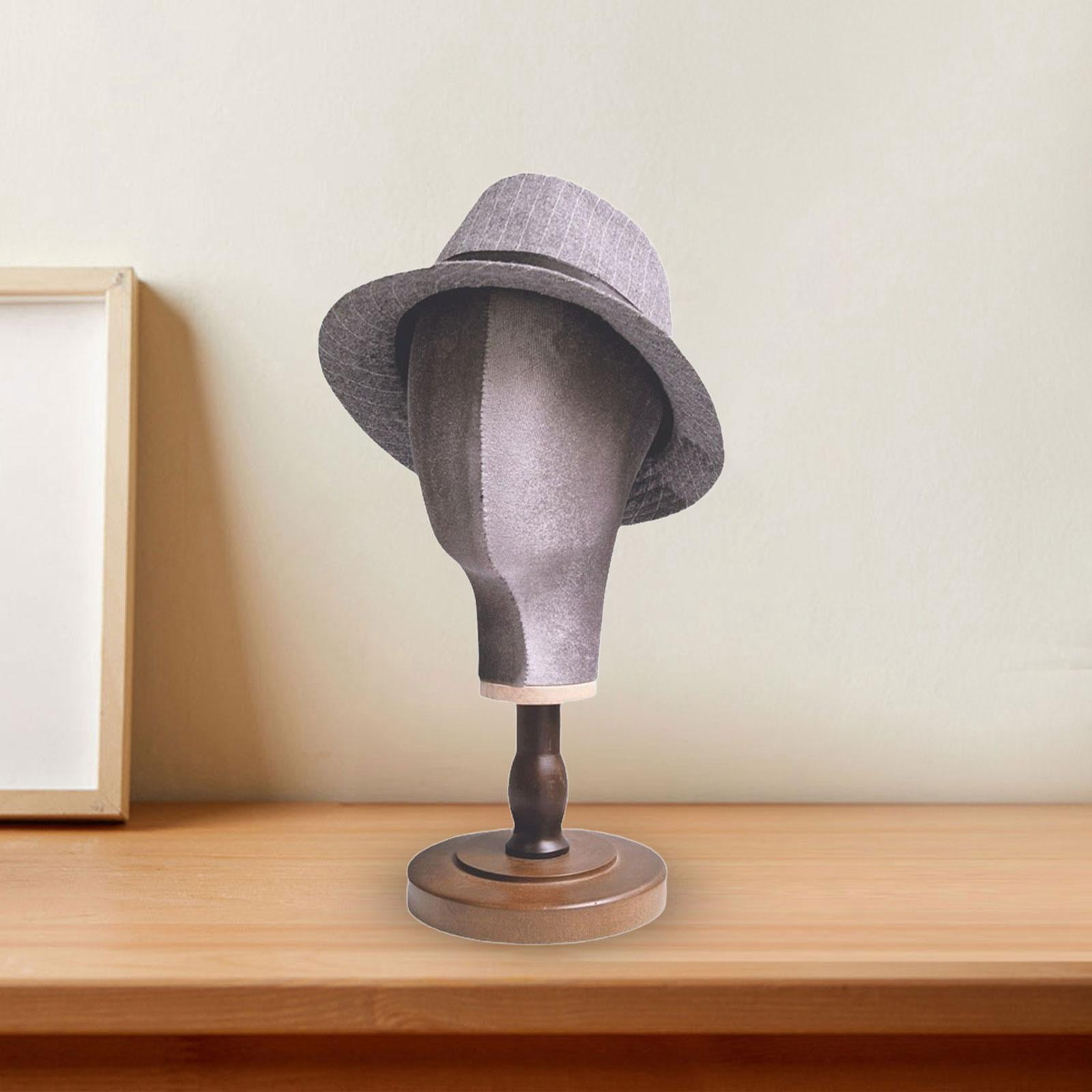 DOLITY Hat Display Head Mannequin Head Caps Storage Rack with Wooden ...