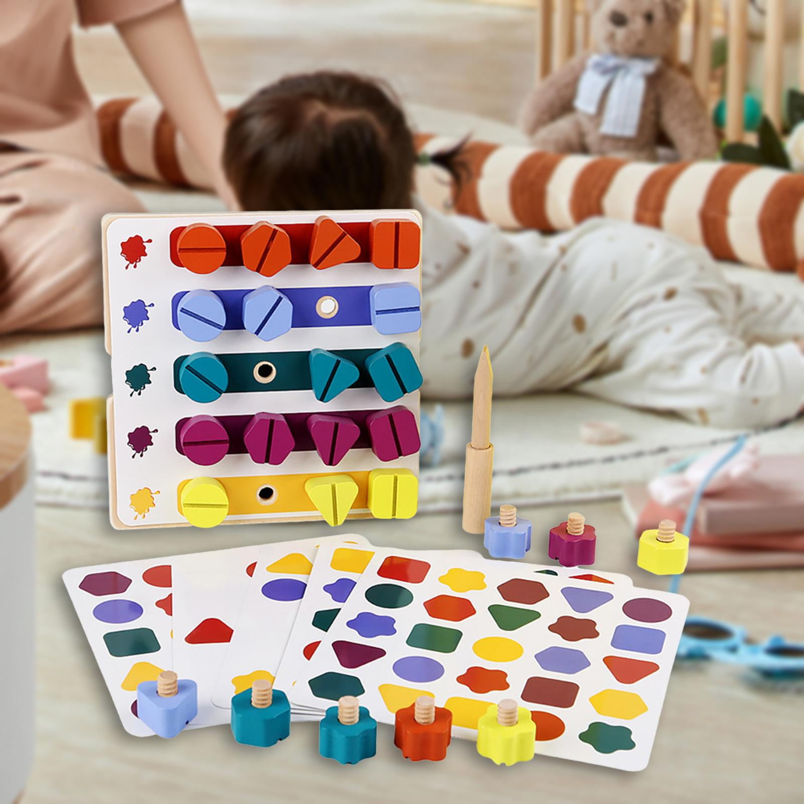 DOLITY Screw Nut Board Toy Creative Matching Game for Kids Preschool ...