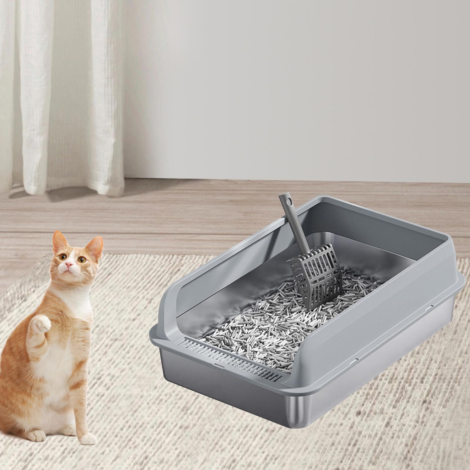 DOLITY Stainless Steel Cats Litter Open Top Cat Litter Basin Kitten ...