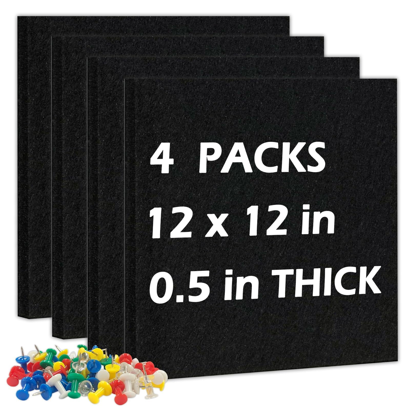 DOLLAR BOSS Felt Cork Board Tiles, 4 Packs 12" x 12" 1/2" Thick Cork ...