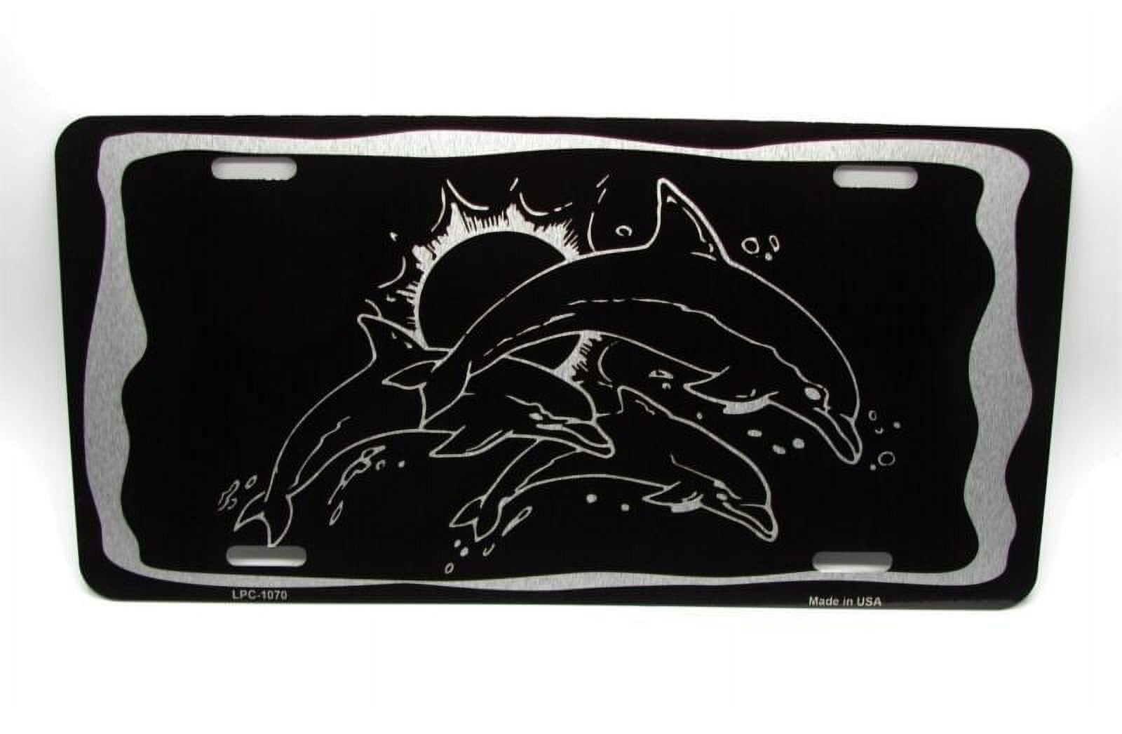 DOLPHINS BLACK BRUSHED METAL CAR LICENSE PLATE TAG. DOLPHINS CAR ...