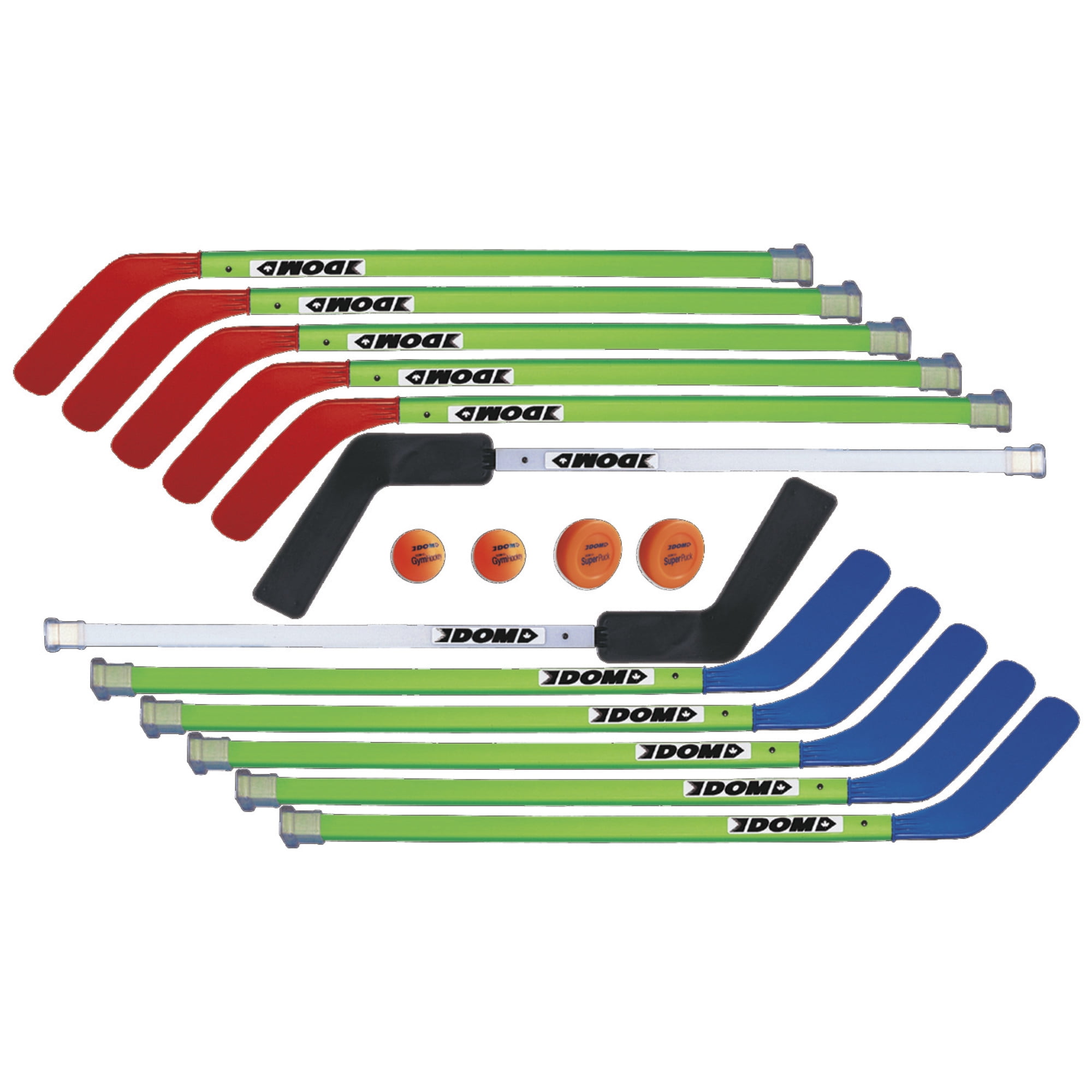 DOM Youth Indoor Floor Hockey Set, Includes 10 Sticks, 2 Goalie Sticks ...