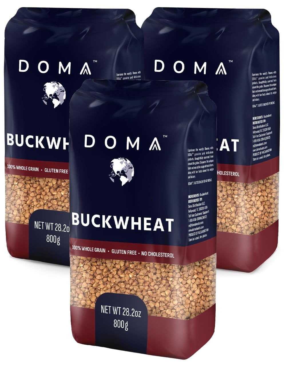 DOMA Toasted Buckwheat Groats 5.3lb (3×1.76lb, 54 Servings) Gluten-Free, Premium Whole Grain for ...
