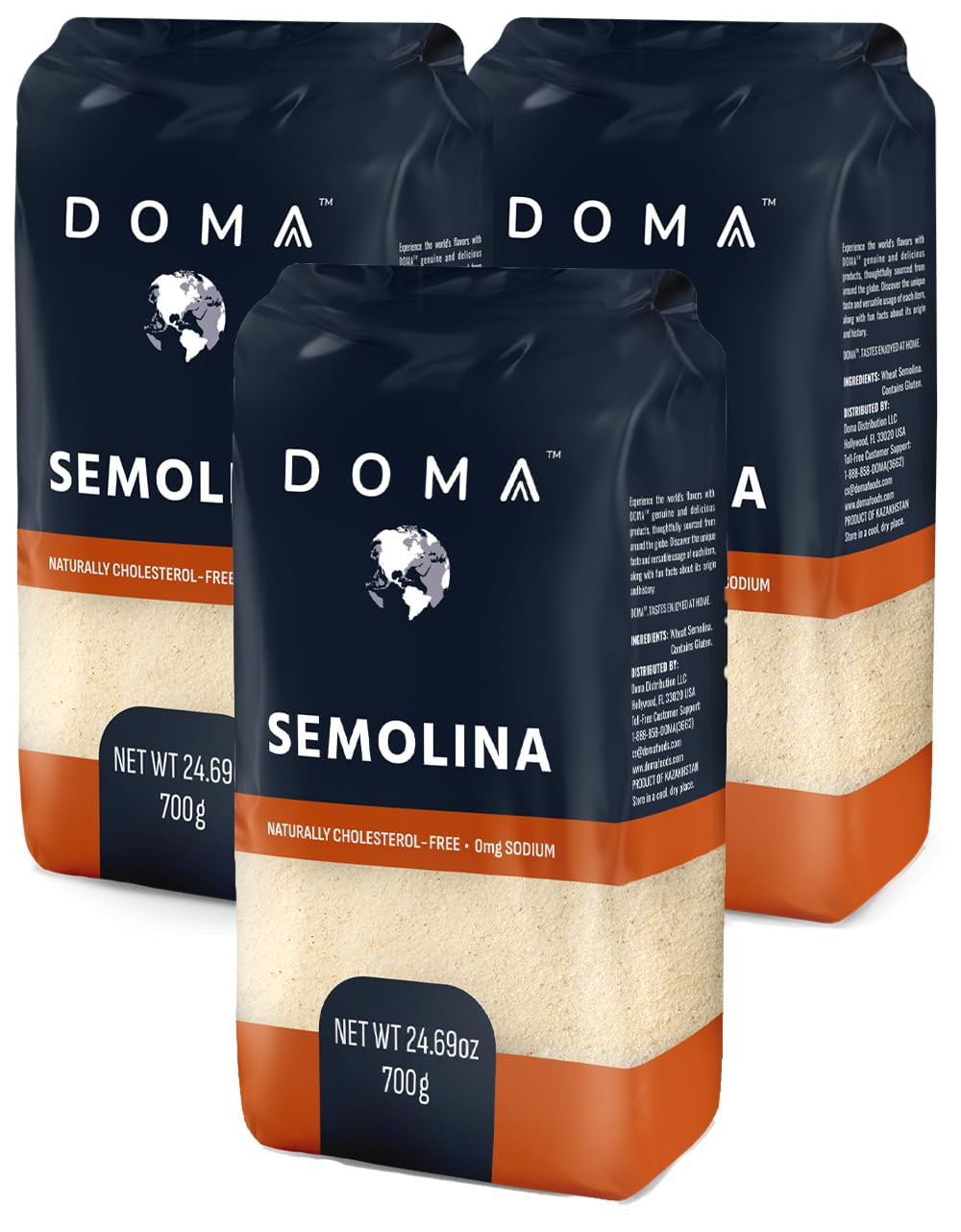 DOMA Semolina Flour TWE5 4.62lb (3x1.54lb) - Larger Granules Better ...