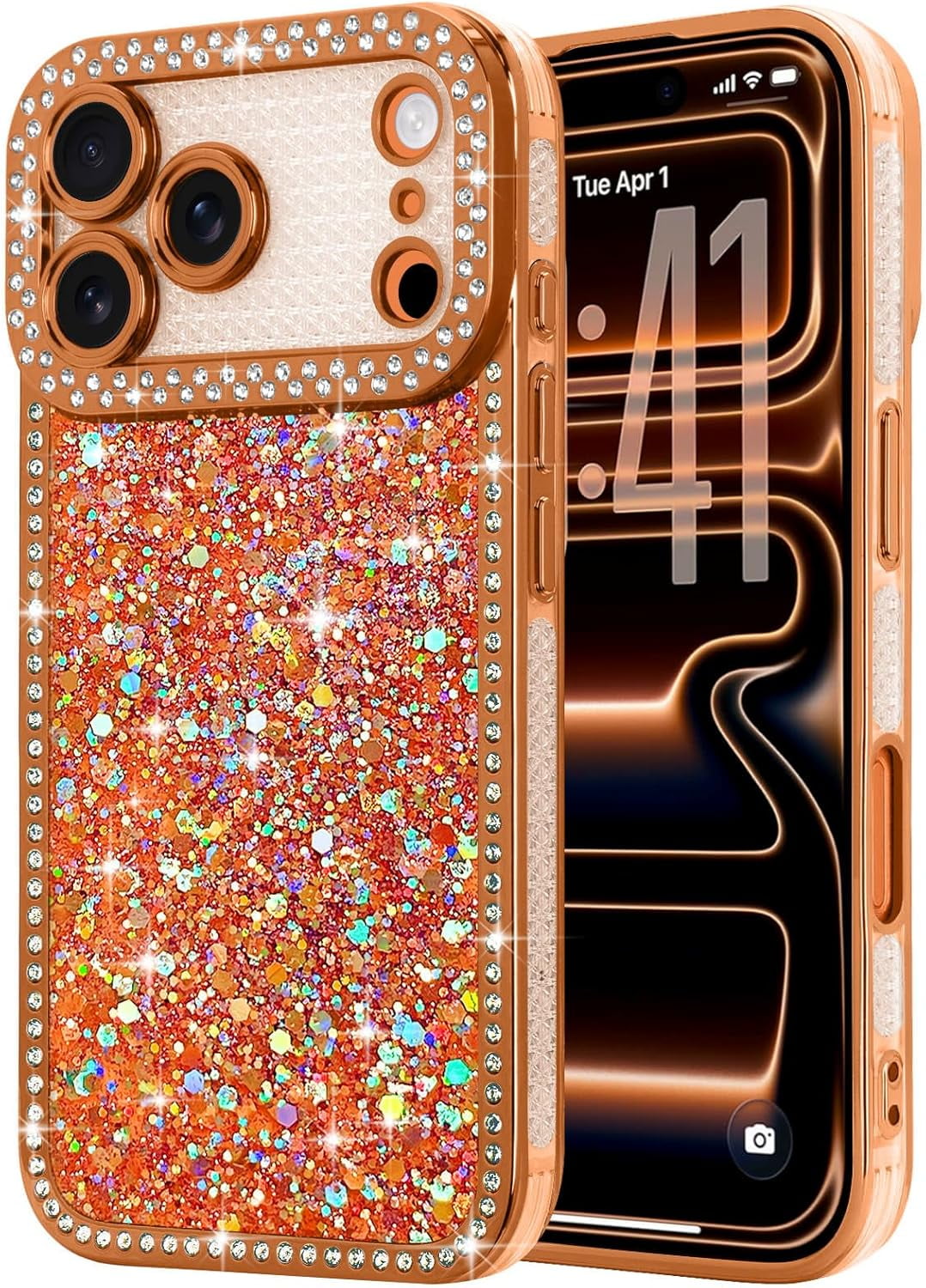 DOMAVER iPhone 17 Pro Max Case 6.9" , Magnetic Clear Glitter Cover, Mag ...