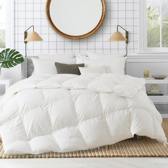 DOMDEC Ultra Soft Warm Heavy Weights Down Comforter with Tabs, White ...