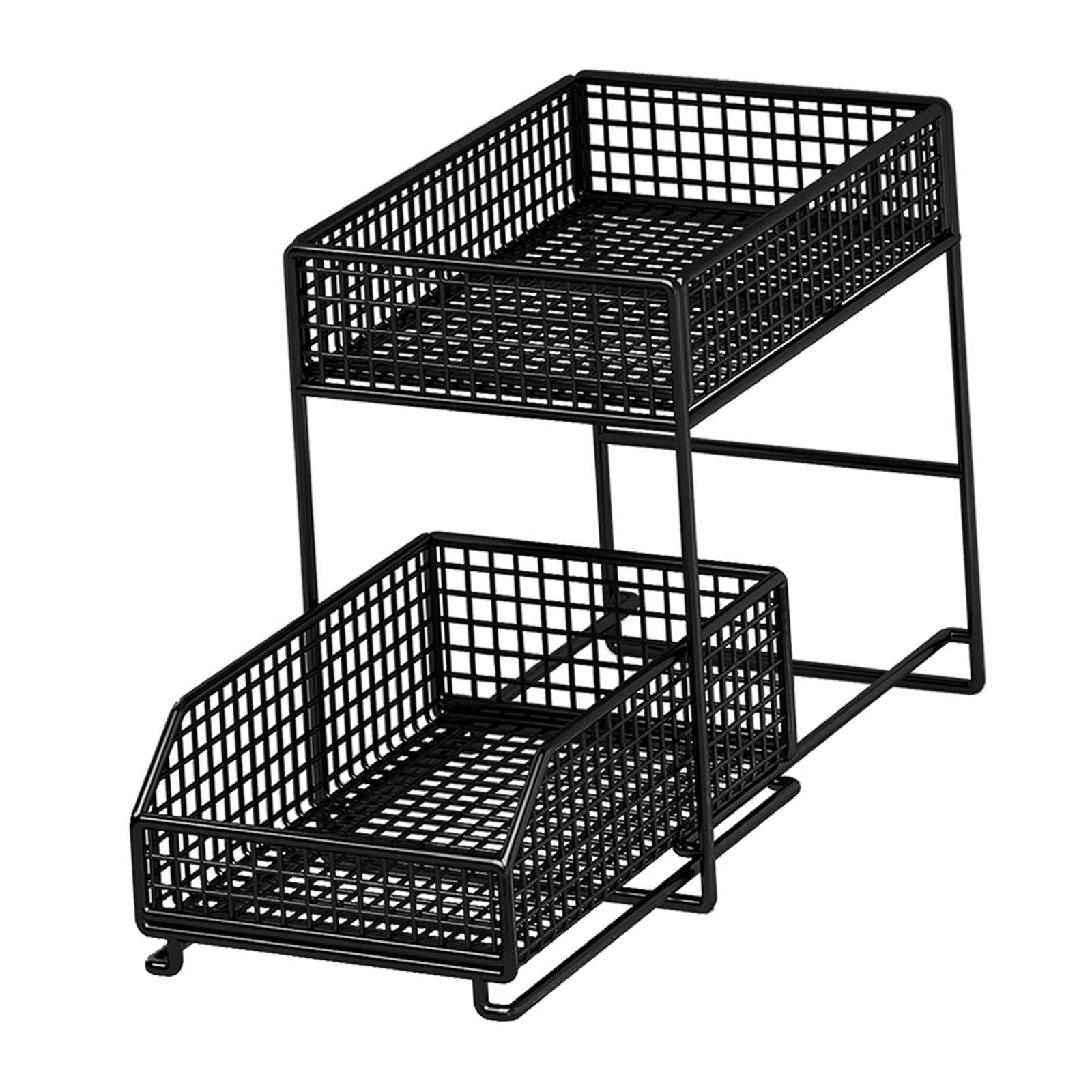 DOMELAY 2 Tier Kitchen Cabinet Organizer Sturdy Metal Pantry ...