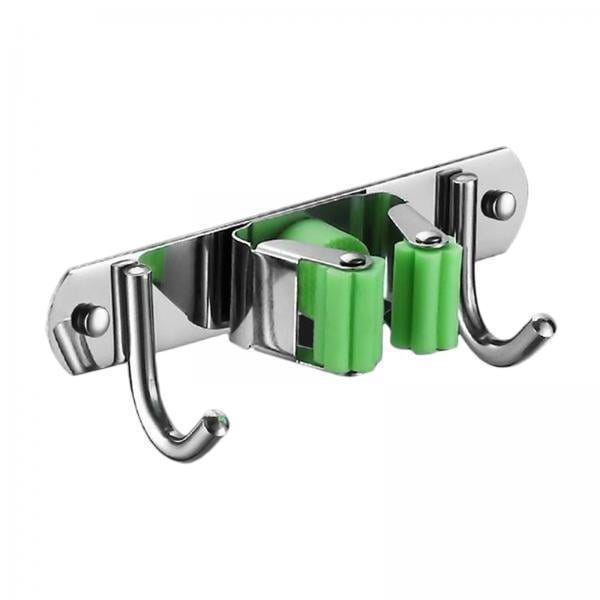 DOMELAY 4xBroom Mop Holder Wall Mounted Hanger Stainless Steel Kitchen ...