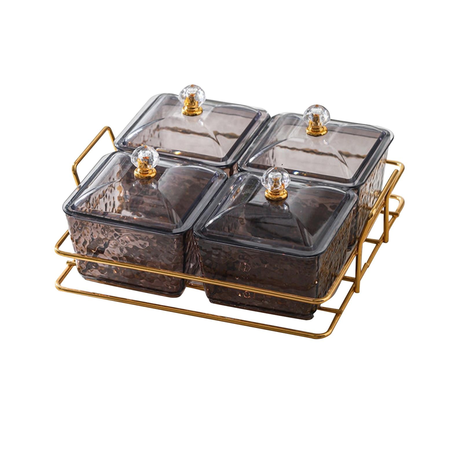 DOMELAY Appetizer Serving Tray with Lids and Rack Cookies Jar Food ...