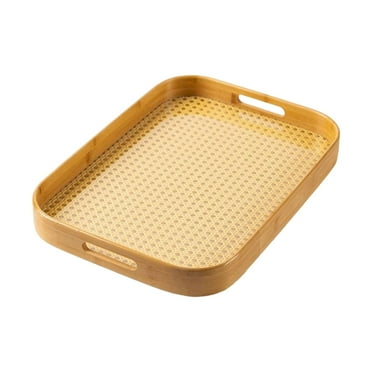 MinBoo Set of 3 Large Bamboo Serving Trays with Handles - Ottoman Trays ...