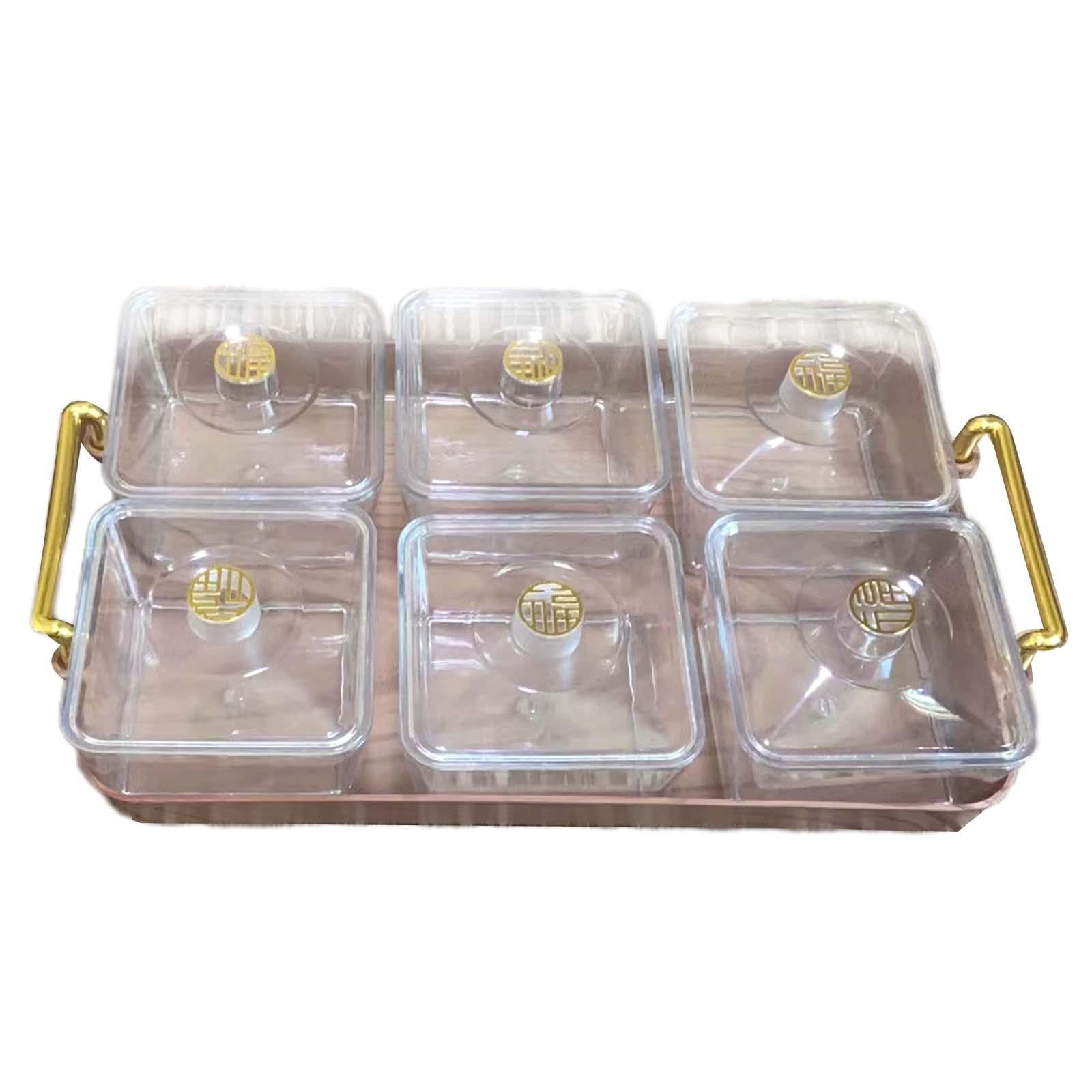 DOMELAY Candy Bowl Appetizer Plate Compartment with Handle Divided ...