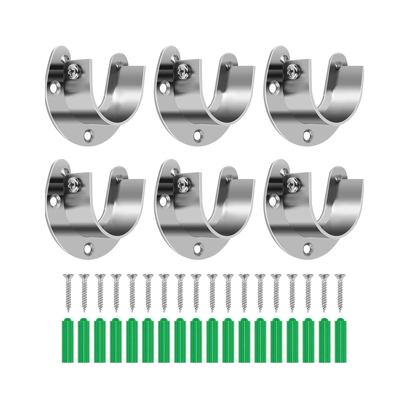 DOMELAY Closet Rod Brackets U Brackets Portable with Screws Heavy Duty ...