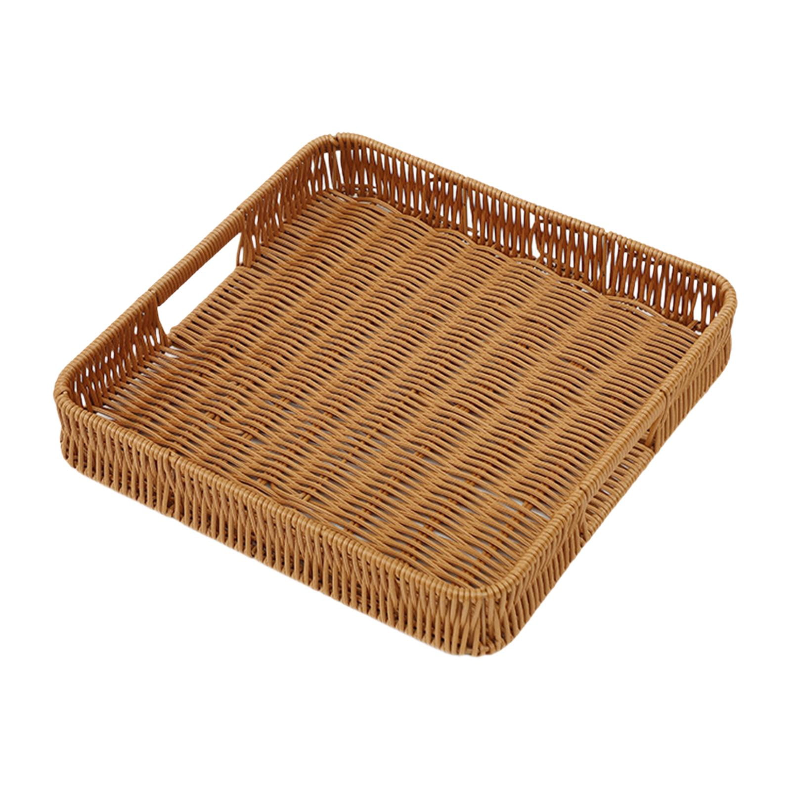 DOMELAY Imitation Rattan Bread Basket Square Serving Basket for Snacks ...