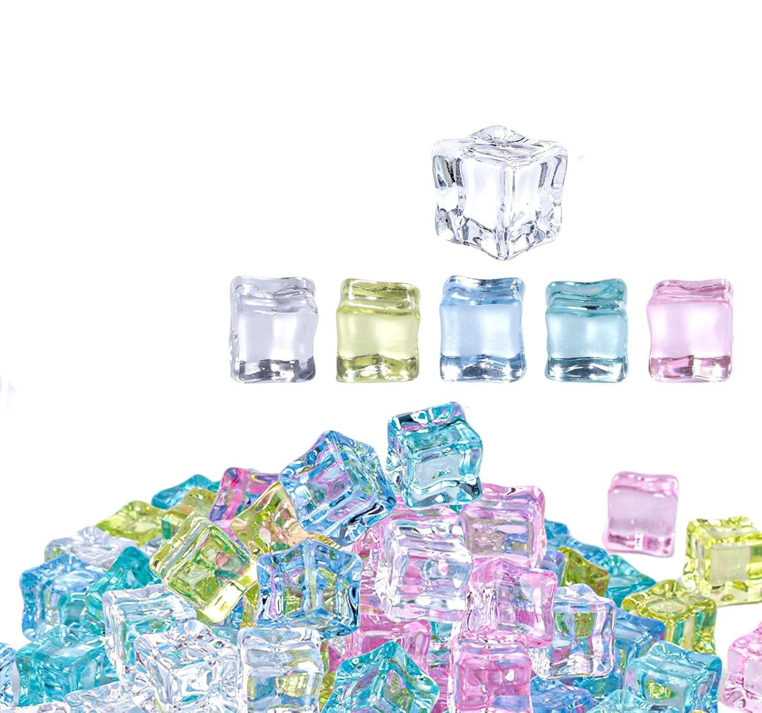 DOMESTAR 100PCS Colorful Vase Fillers, Acrylic Fake Crushed Ice Cubes ...