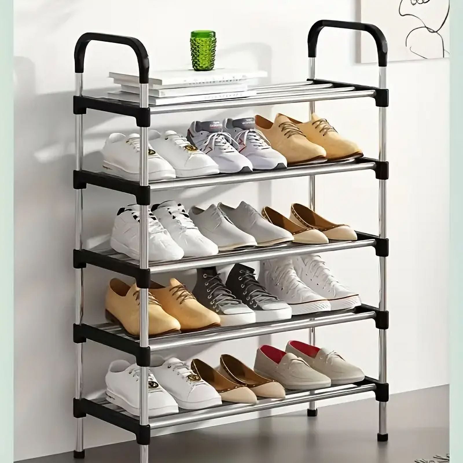 DOMETOUR 5 Tier Shoe Rack for Closet Metal Stackable Shoe Organizer ...