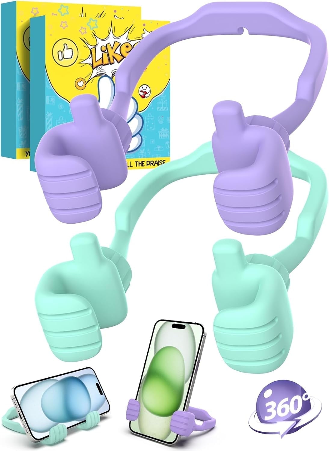 DOMETOUR 2 Pack Cell Phone Stand Thumbs Up Lazy Phone Holder ...