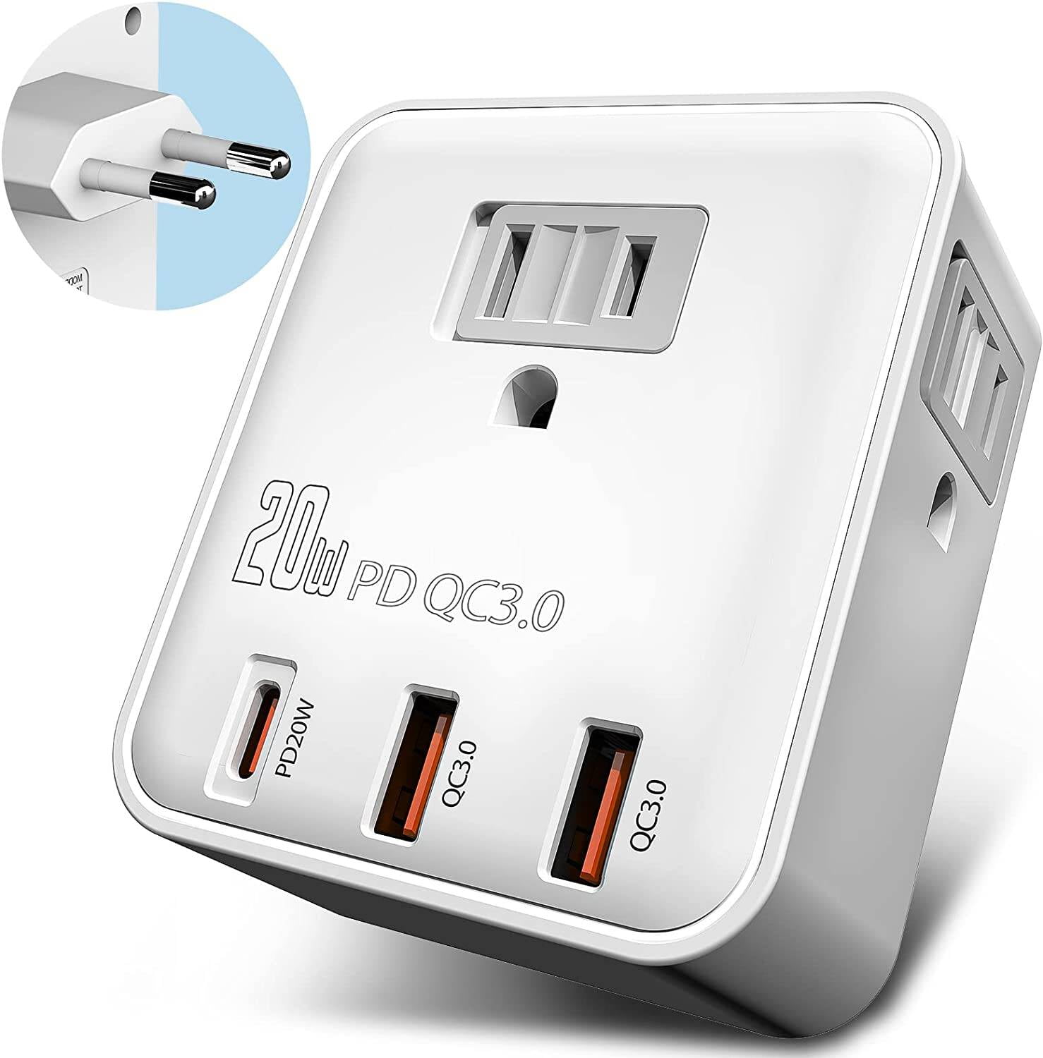 DOMETOUR European Travel Plug Adapter Fast Charger, US to Europe Type C ...