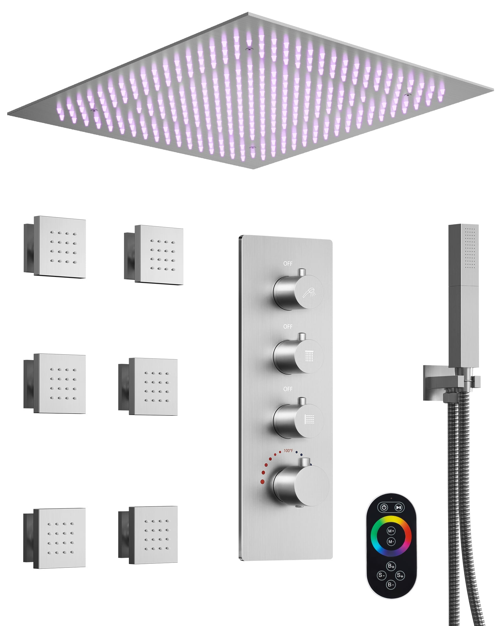 DOMETOUR LED Shower Head Color Changing Rainfall Shower System with ...