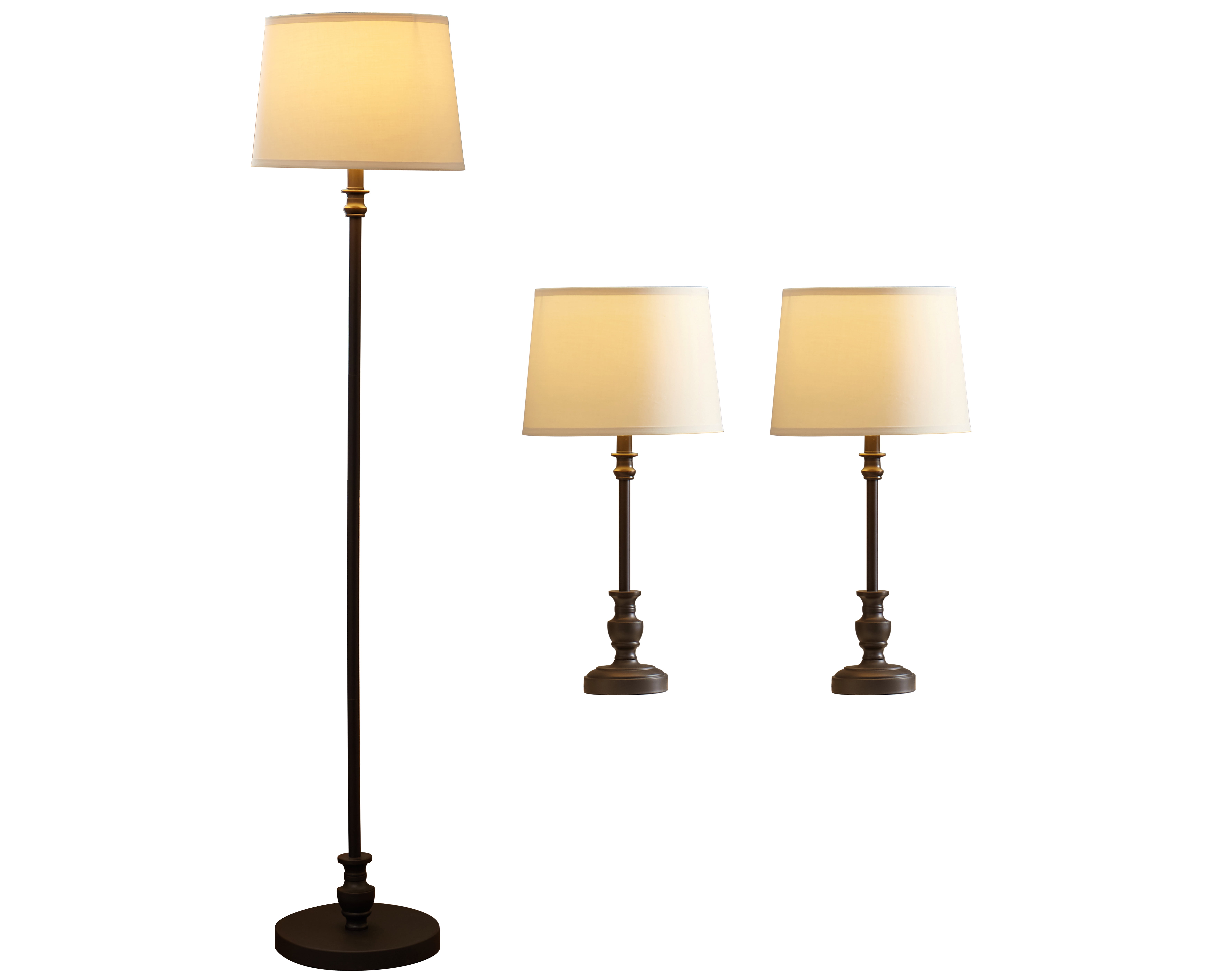 DOMETOUR Modern Floor Lamp with 2 Table Lamps-Lamp Sets of 3 for Living ...