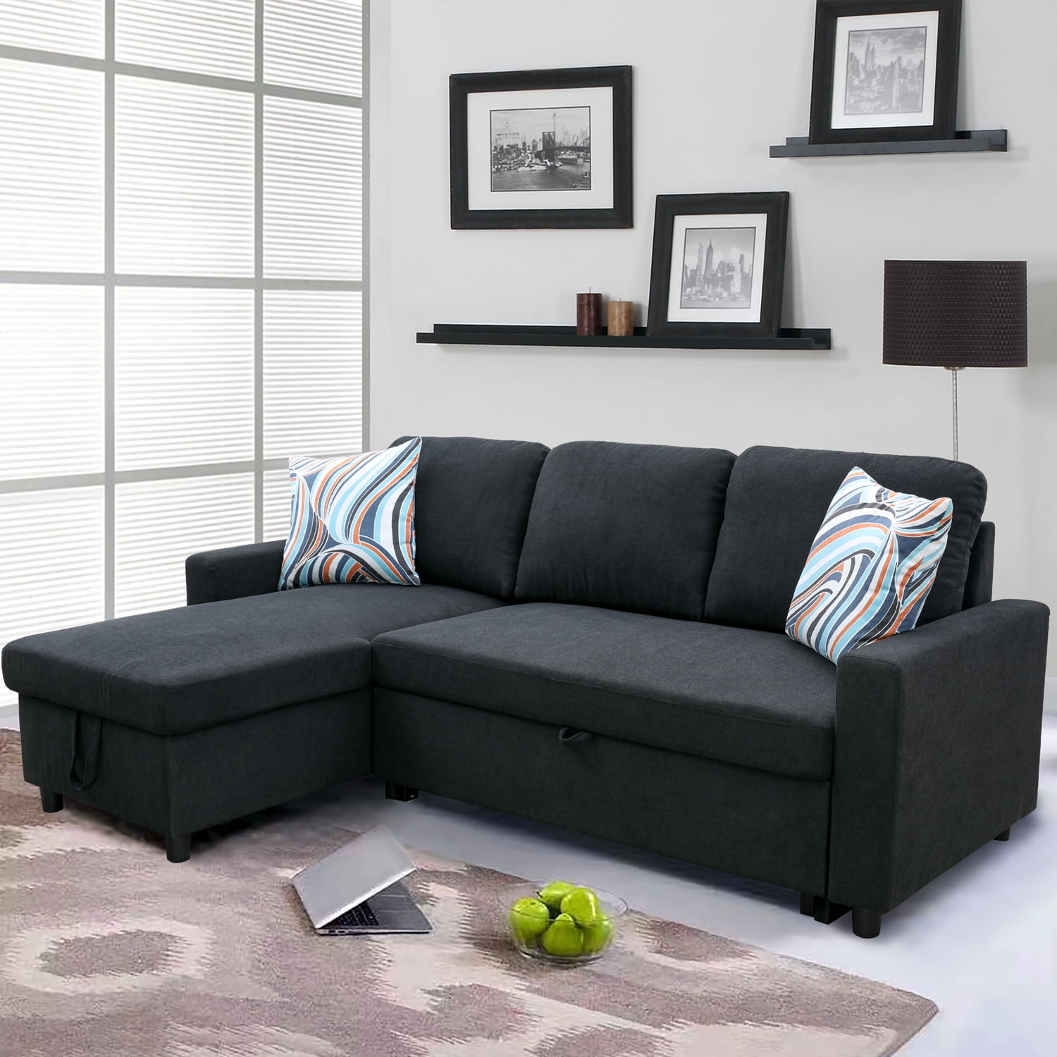 DOMETOUR Sectional Sleeper Sofa Set Convertible Sofa Bed, Sectional ...