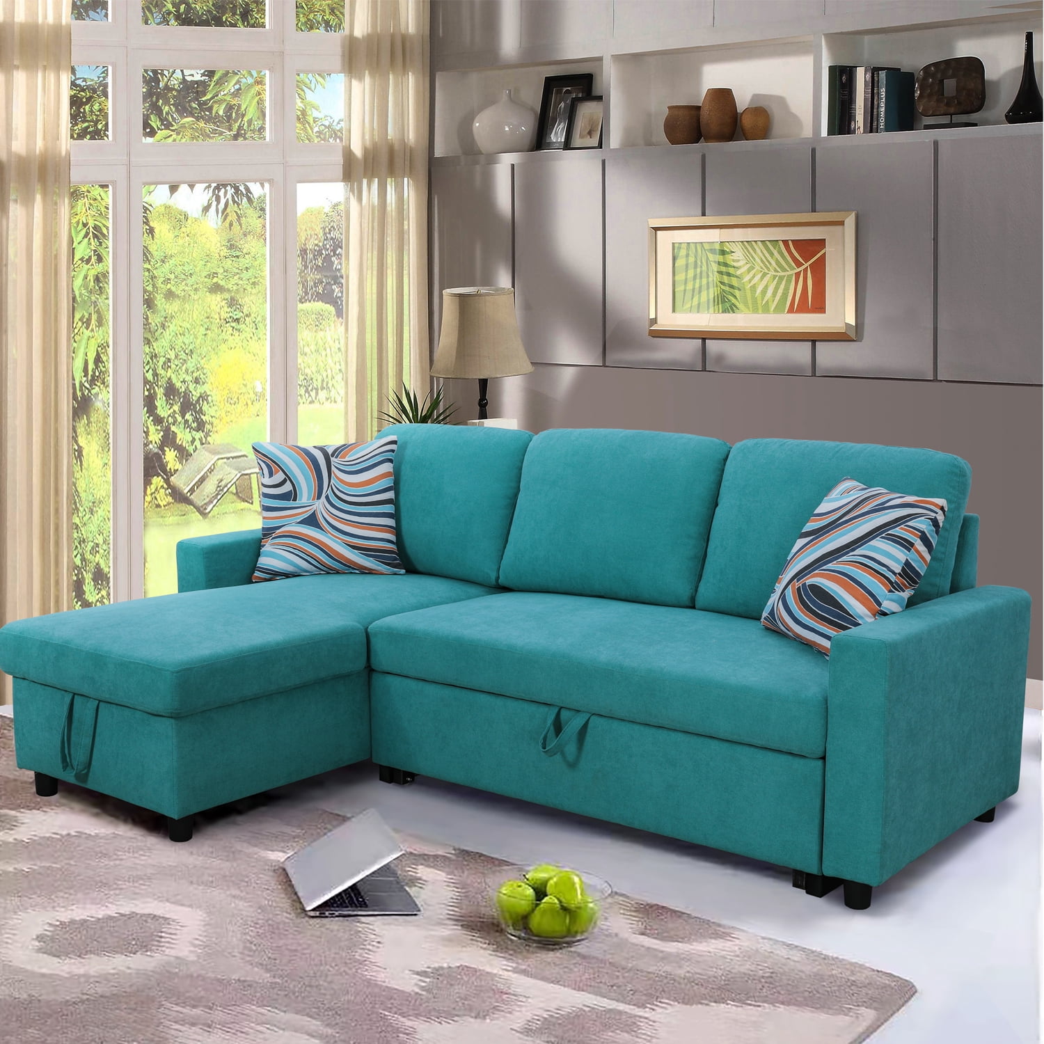 DOMETOUR Sectional Sleeper Sofa Set for Living Room, Convertible Sofa ...