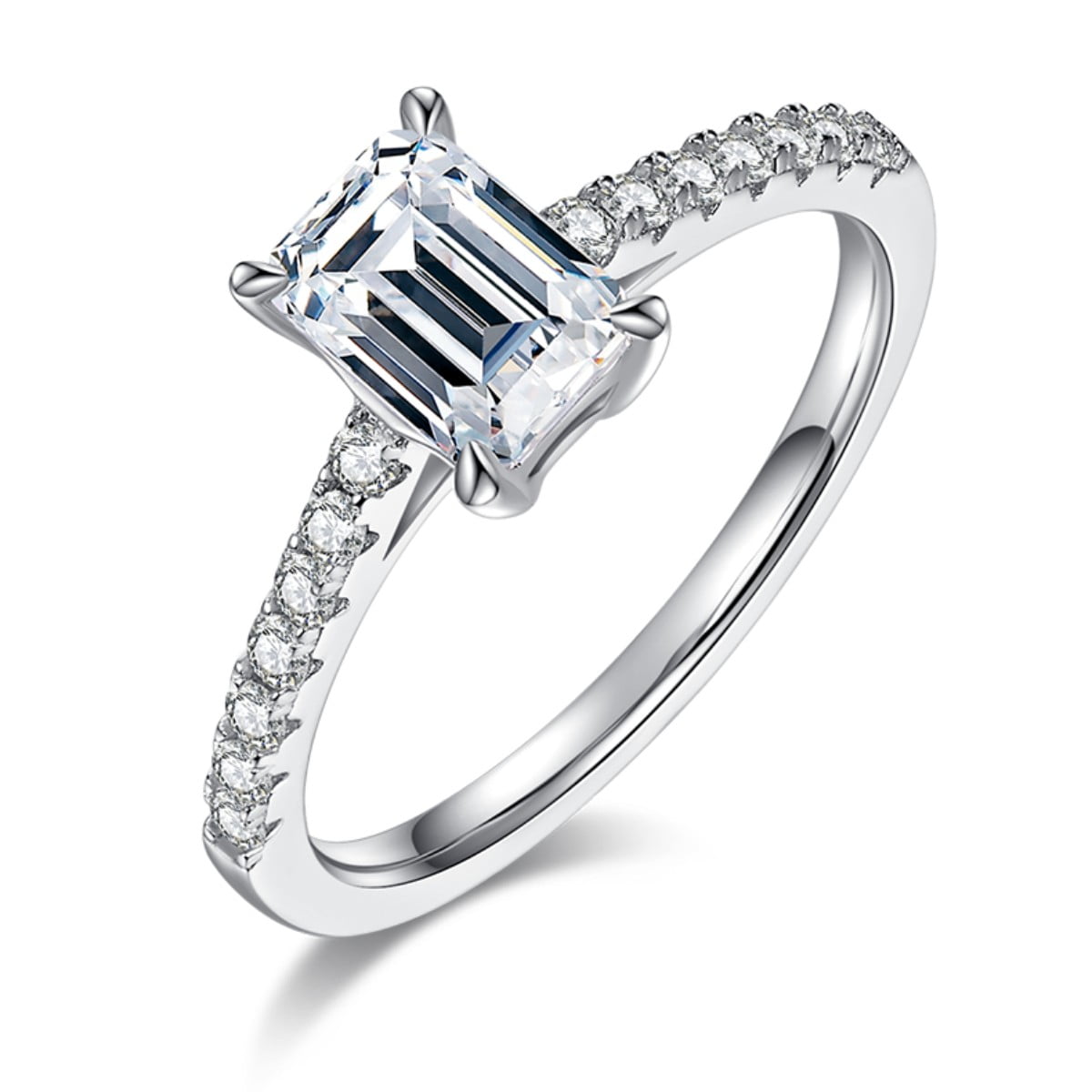 DOMILINA 18K White Gold Plated 925 Sterling Silver Moissanite Ring for Women - 1CT D Color VVS1 ...
