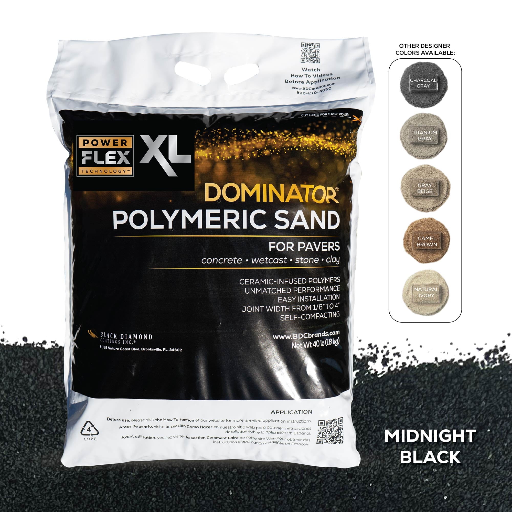 DOMINATOR XL 40 Lb. Midnight Black Polymeric Sand, Premium, High ...