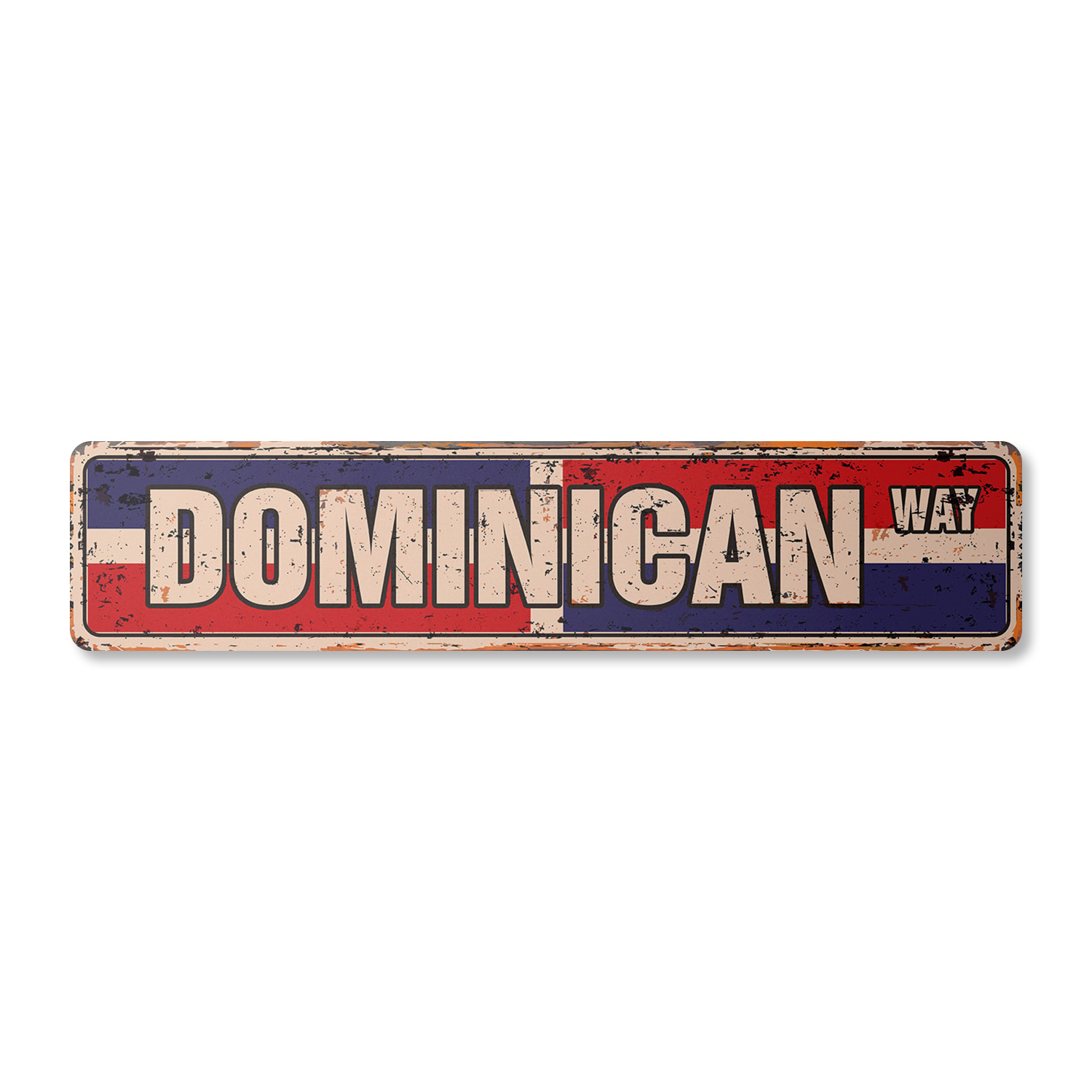 DOMINICAN FLAG Vintage Aluminum Street Sign republic national nation ...