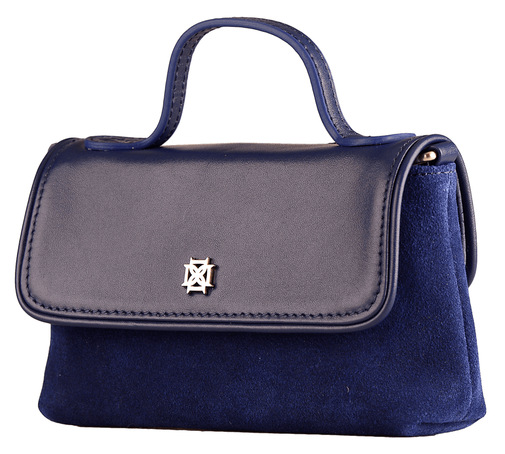 DOMINIE Crossbody Handbag /Clutch Purse Navy Blue Leather/Suede With ...