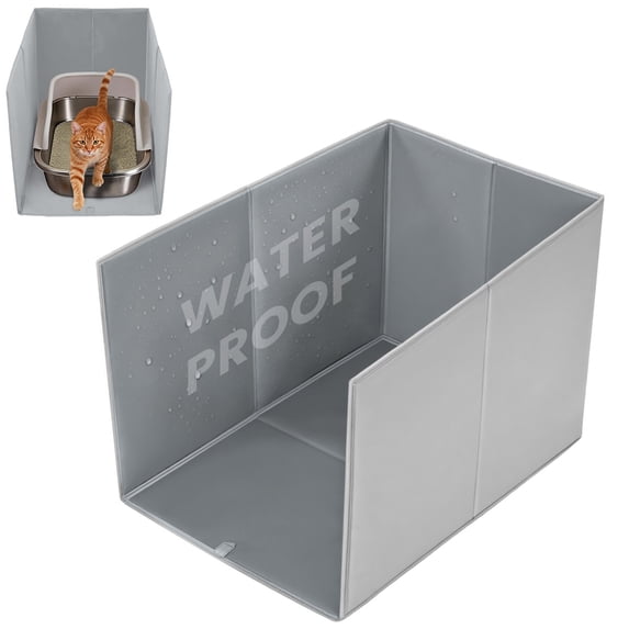 Cat Litter Box Enclosure Splash Guard with Removable Mat, Foldable ...