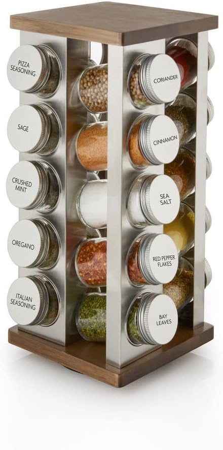 DOMPILC 20 Jar Vintage Revolving Countertop Spice Rack Organizer with ...