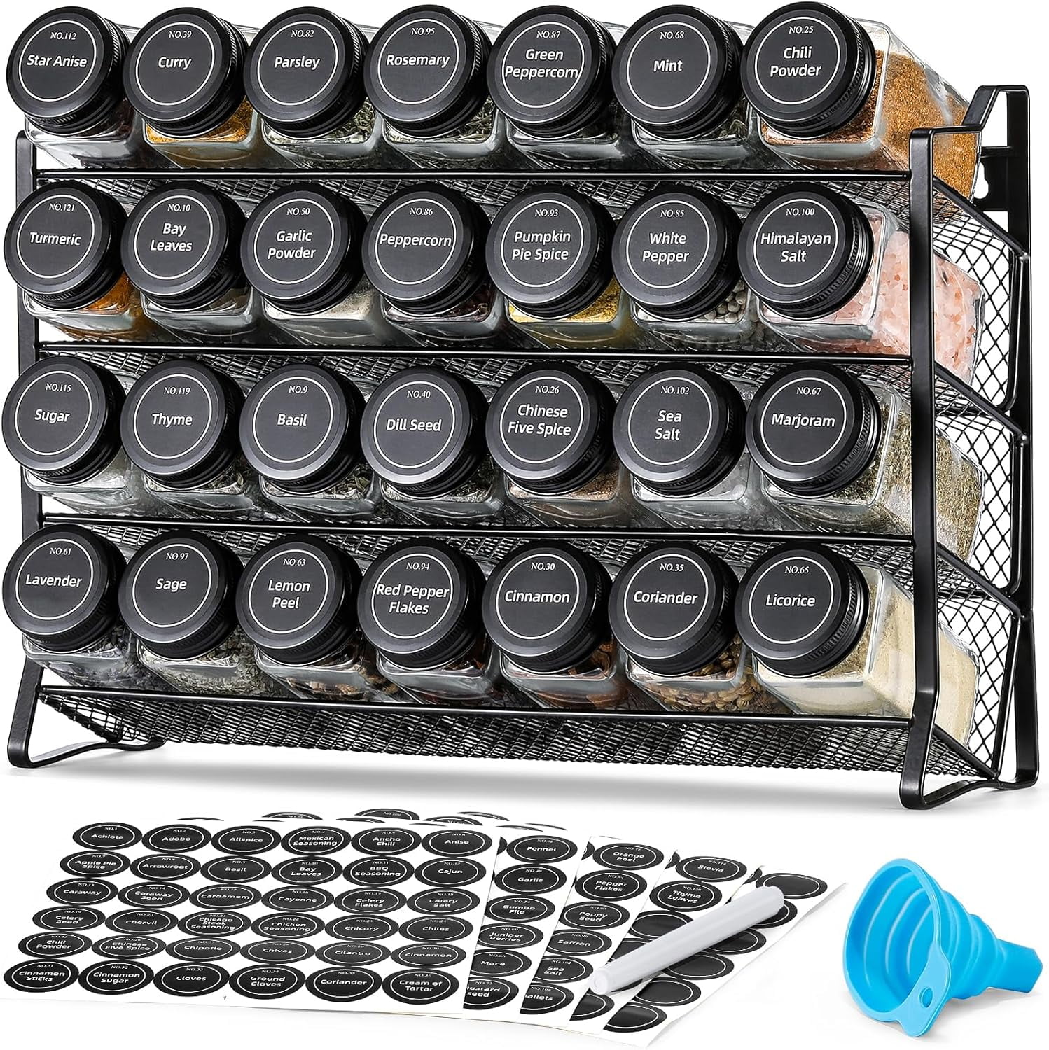 DOMPILC Spice Rack Organizer for Cabinet, Spice Organizer with 28 Empty ...