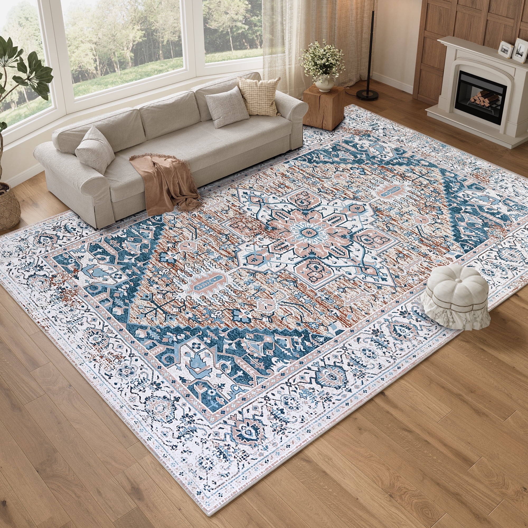 DOMQGA 8'x10' Vintage Area Rugs,Modern Stylish Large Machine Washable ...