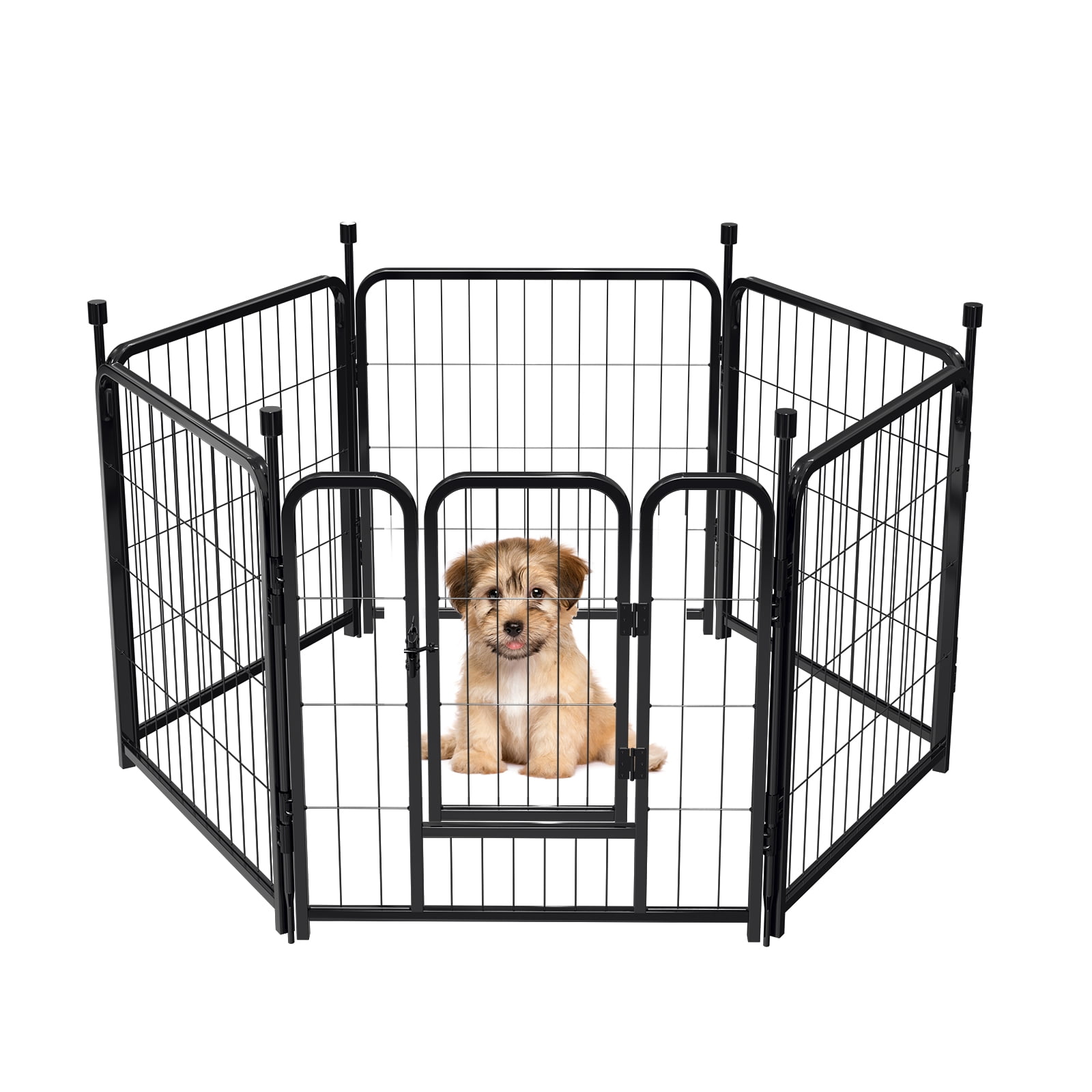 DOMQGA Dog Playpen Outdoor Indoor,6 Panels 24Inch Height Heavy Duty ...
