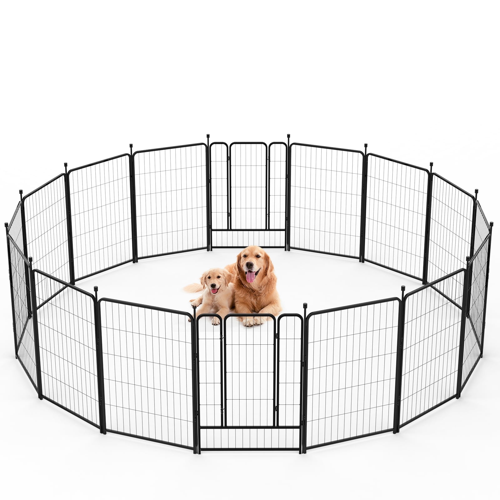 PawHut 24 Panel 31.5 Inch Dog Playpen for Small and Medium Dogs, Gray ...