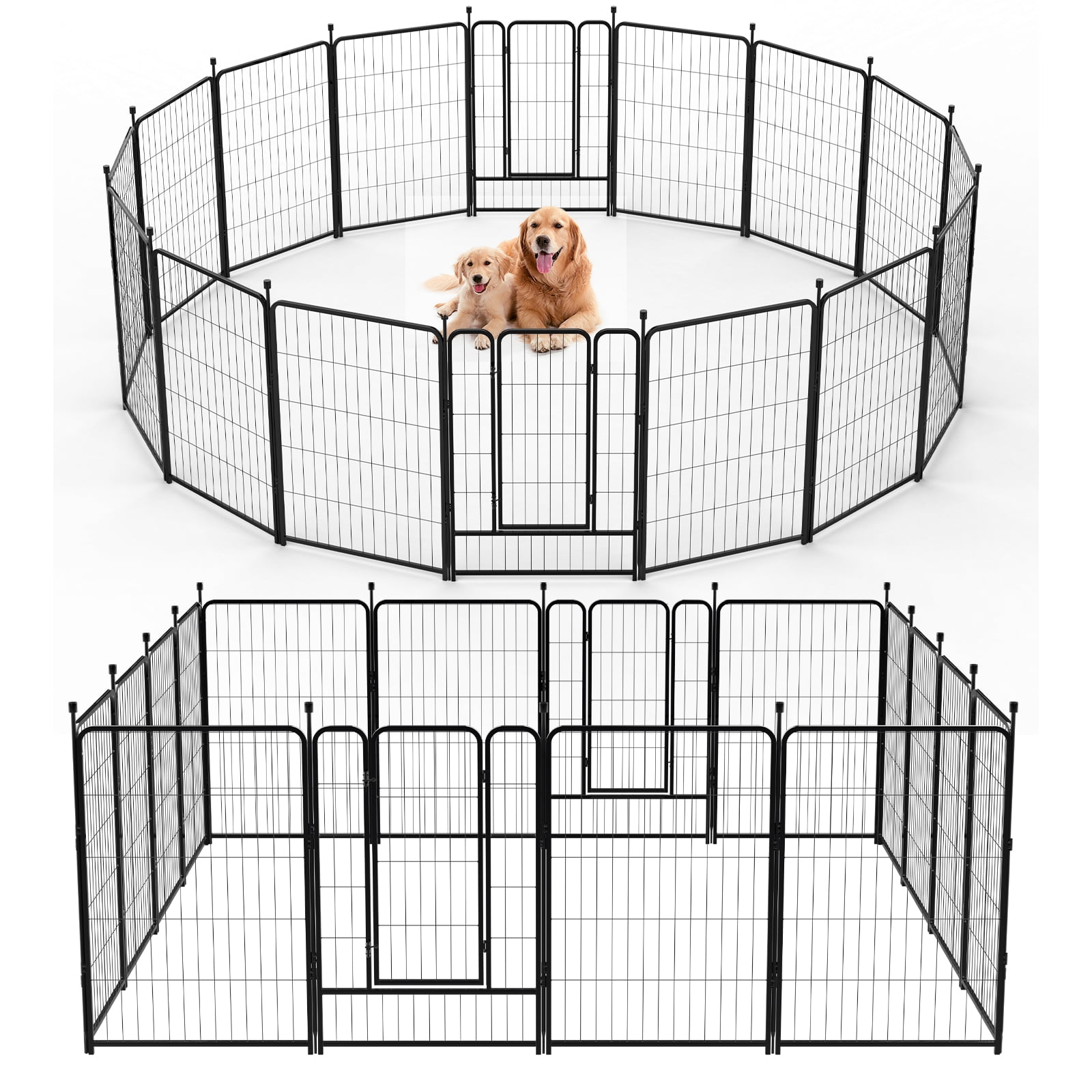 DOMQGA Dog Playpen 16 Panels 40" Height Heavy Duty Metal Pet Fence ...