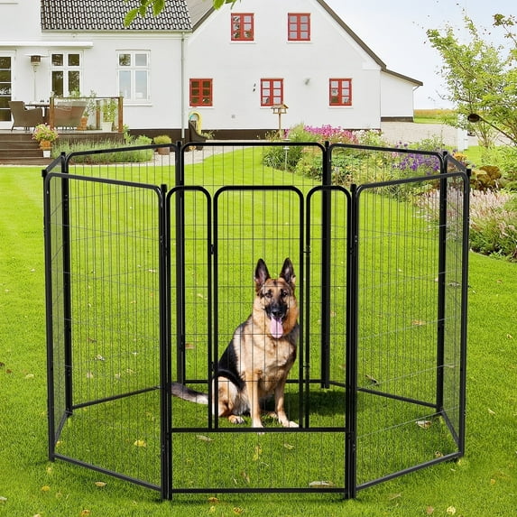 DOMQGA Heavy Duty Metal Dog Playpen Outdoor/Indoor,8 Panels 45Inch ...
