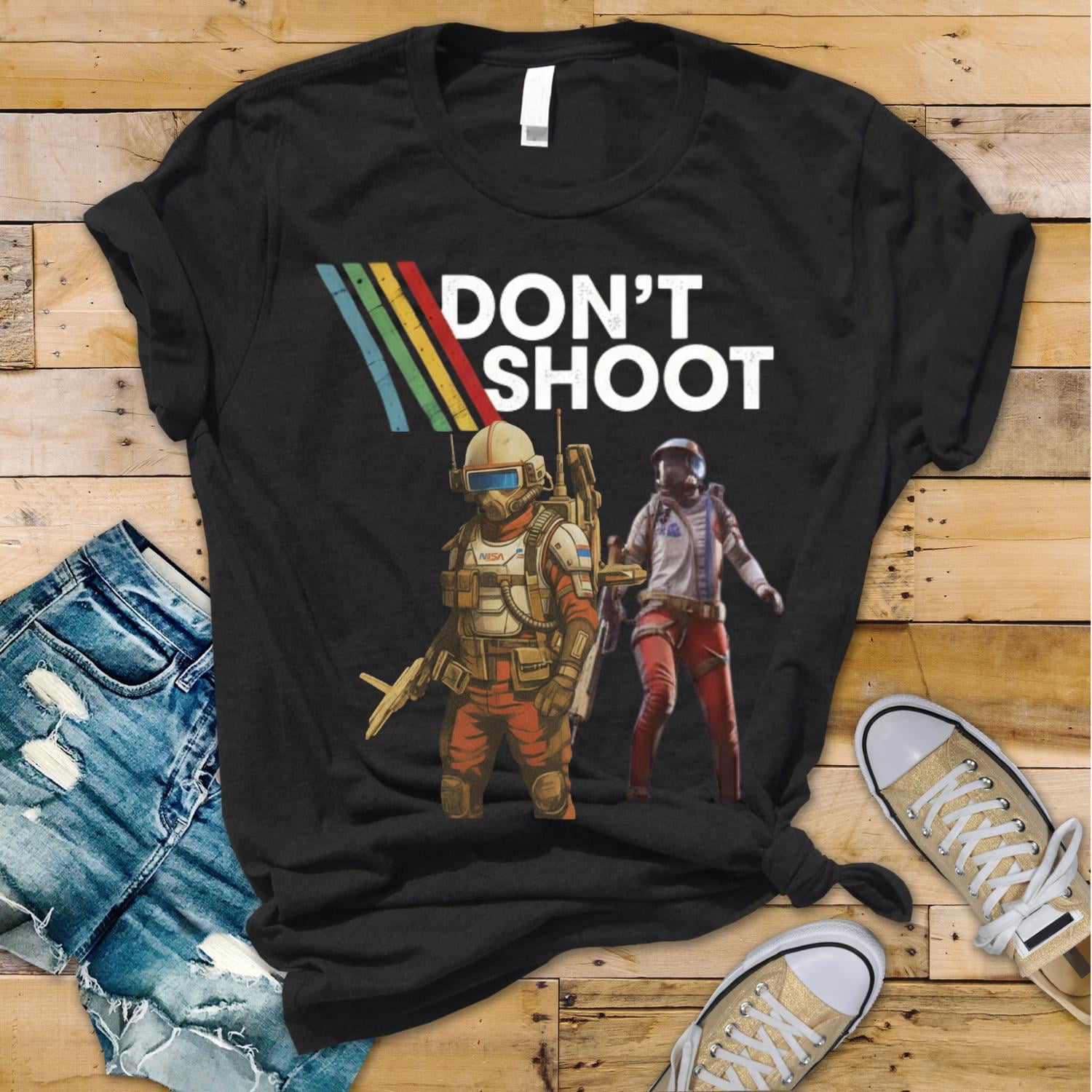DON'T SHOOT Retro Arcade Gaming Shirt, Sarcastic Funny Video Game ...