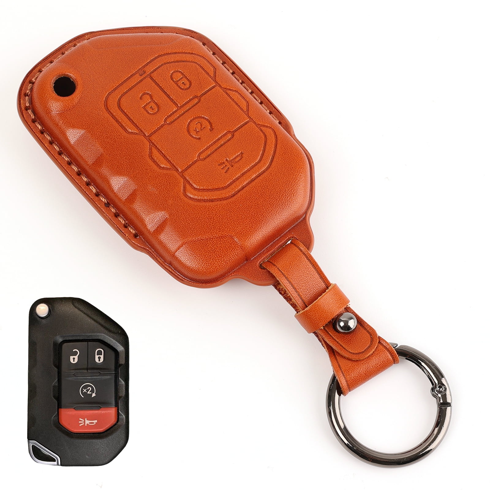 DON'T TOUCH MY KEY 4 Buttons Brown Smart Promote Fob Cover Genuine ...