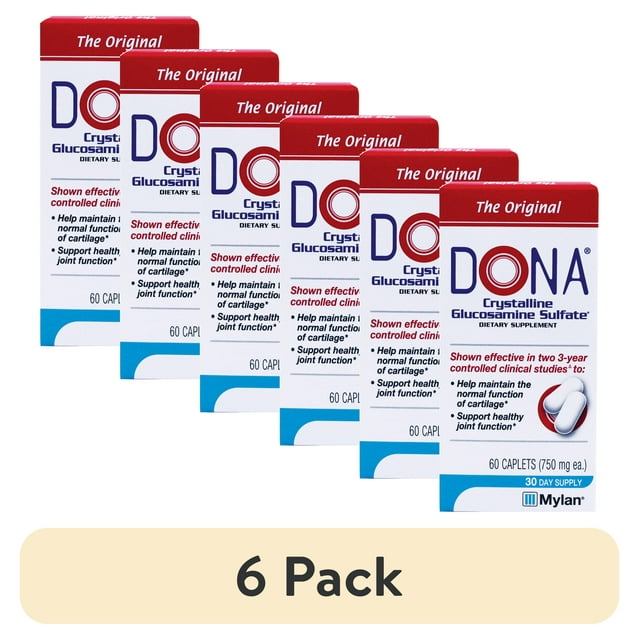 (6 pack) DONA Crystalline Glucosamine Sulfate 60 Caplets - Walmart.com