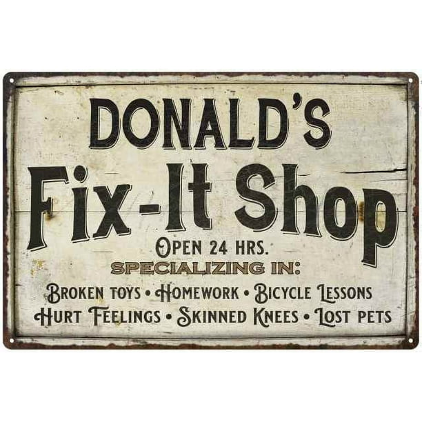 DONALD'S Fix-It Shop Sign Grandpa Dad Wall Decor Gift 8x12 Metal ...