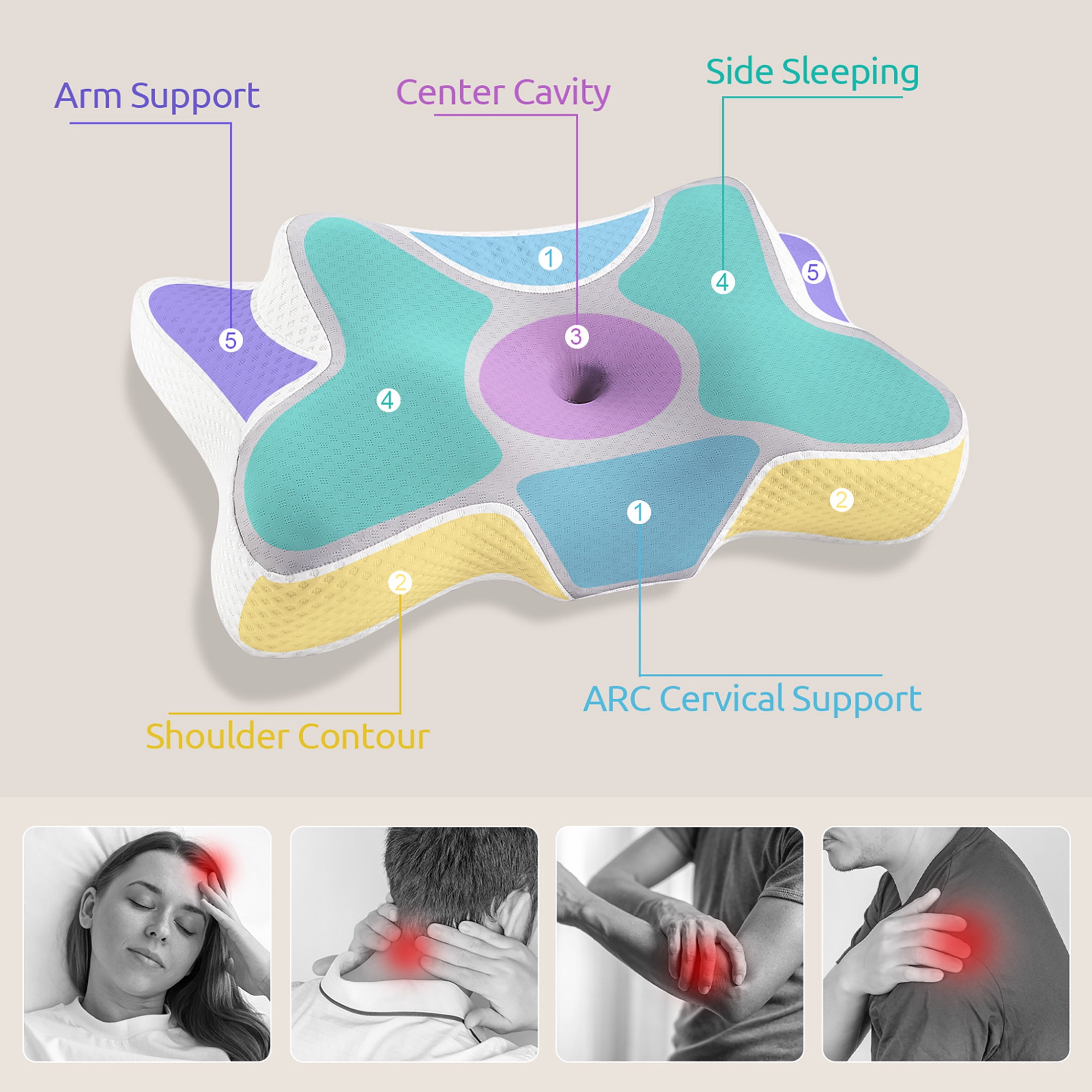 DONAMA Cervical Pillow for Pain Relief Sleeping,Memory Foam Pillow ...