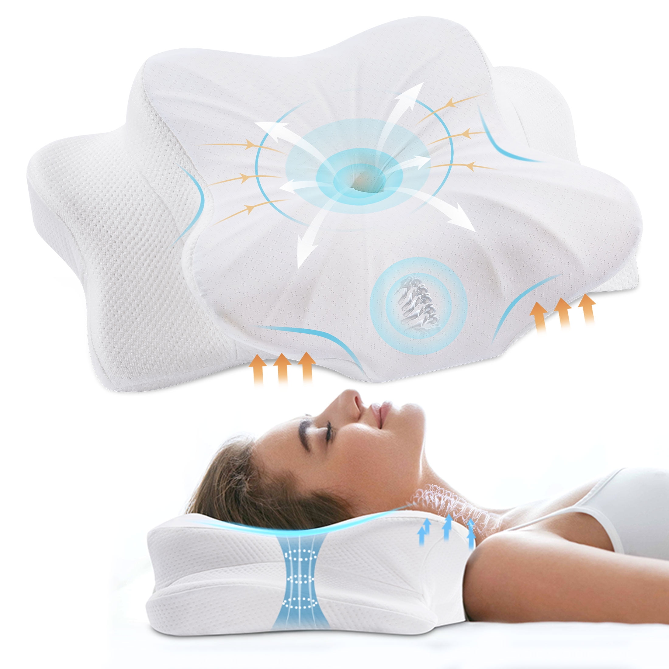 DONAMA Cervical Pillow for Pain Relief Sleeping,Memory foam Ergonomic ...