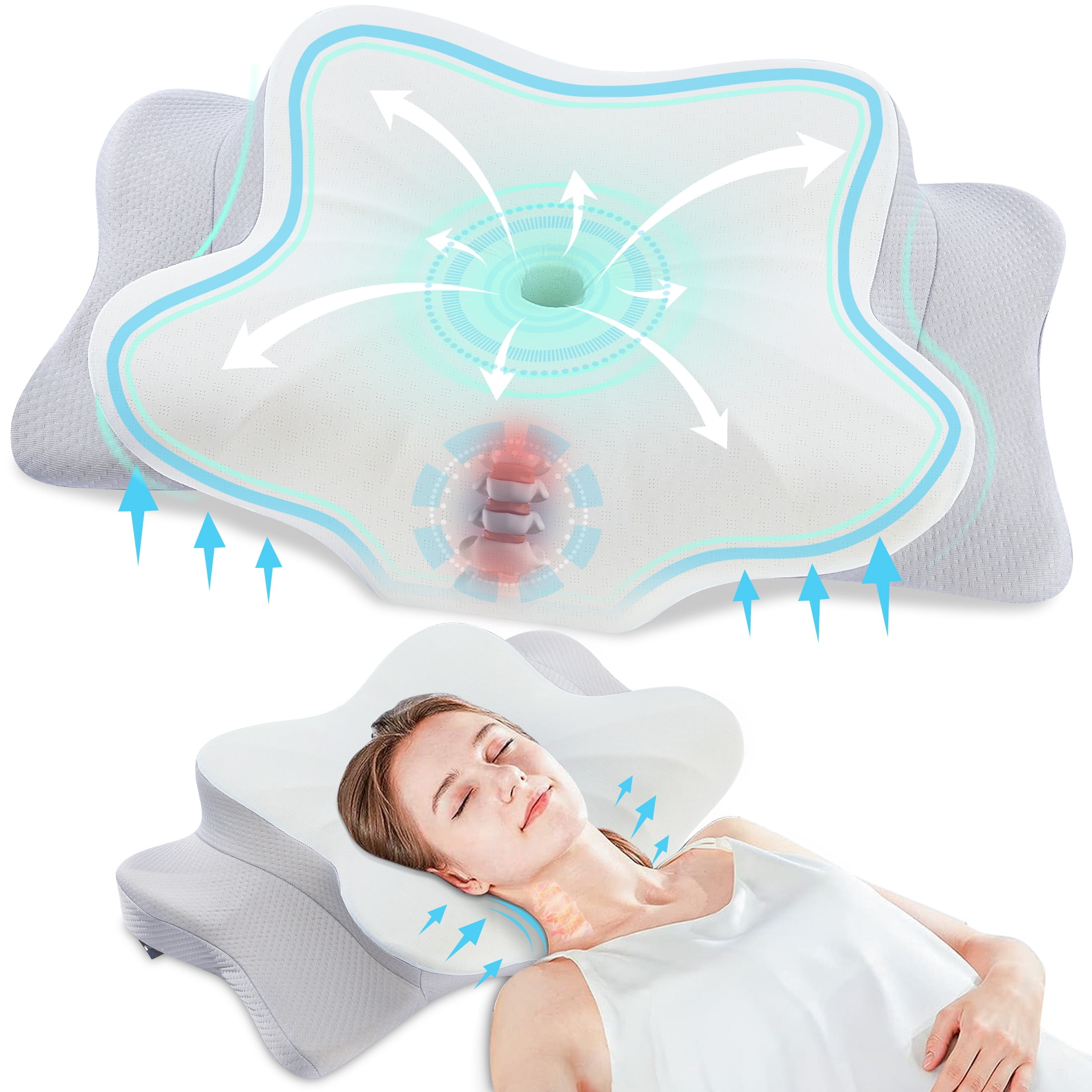 DONAMA Cervical Memory Foam Pillows for Bed Orthopedic Contour Neck ...
