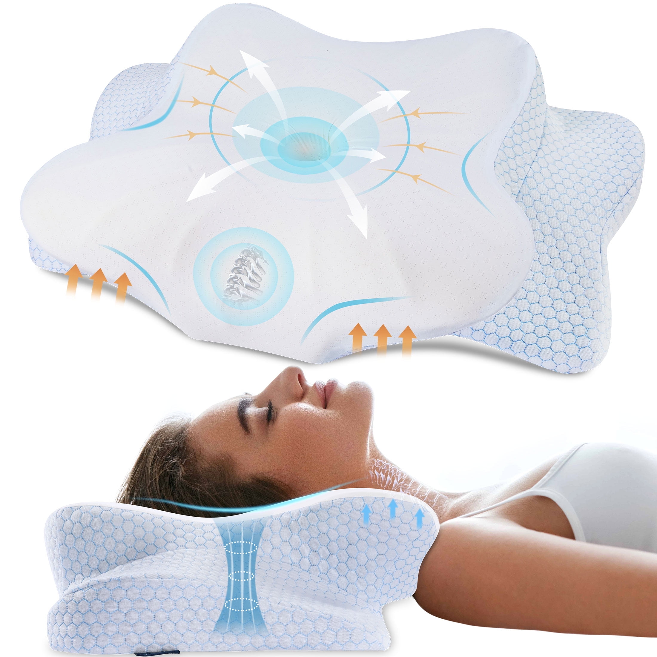 DONAMA Contour Pillow for Neck Pain and Side Sleeping,Cervical Pillows ...
